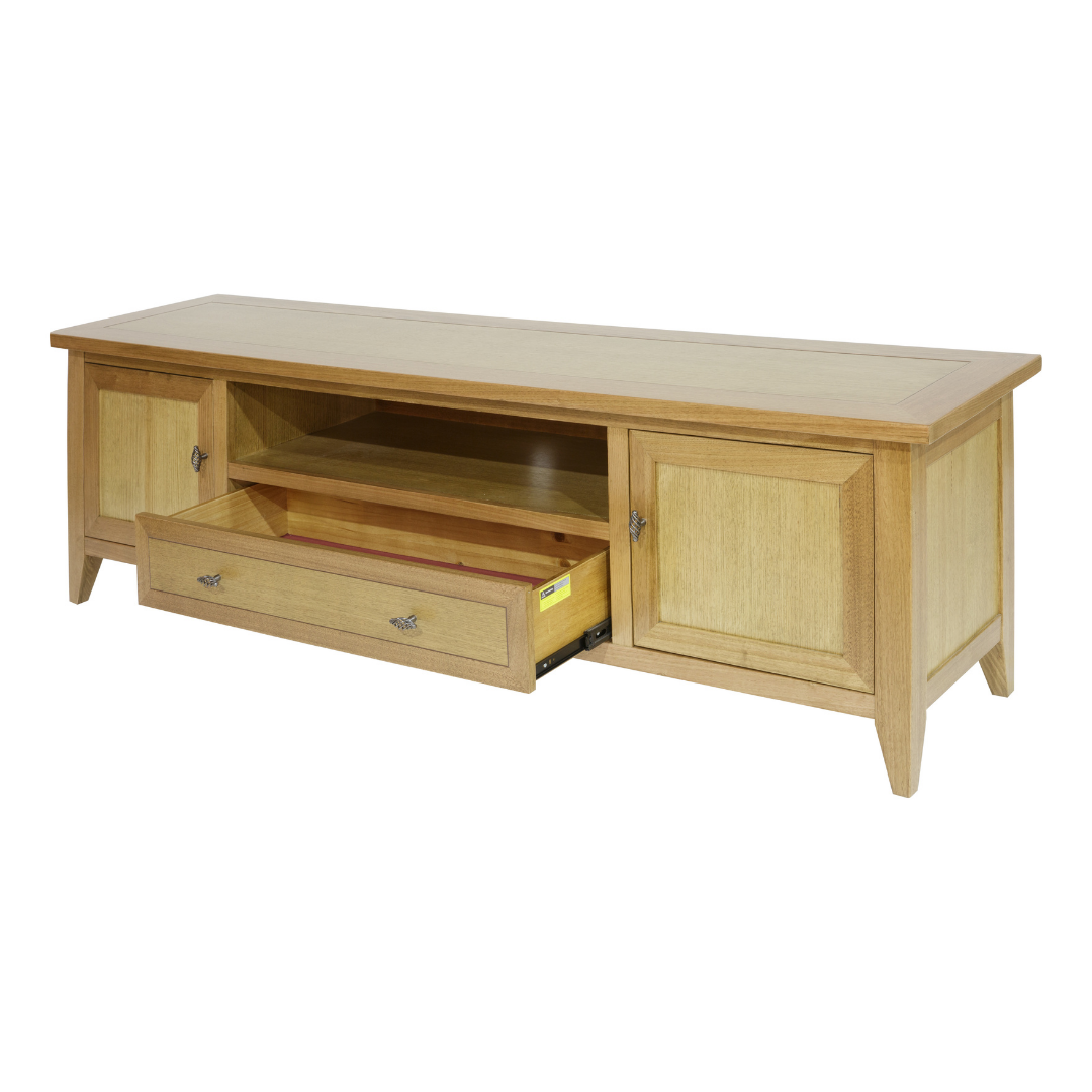 LEON 2 Door 1 Drawer TV Cabinet in Tas Oak | Sapphire Wood
