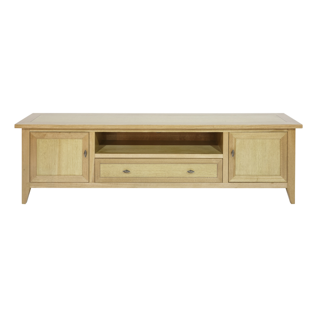 LEON 2 Door 1 Drawer TV Cabinet in Tas Oak | Sapphire Wood