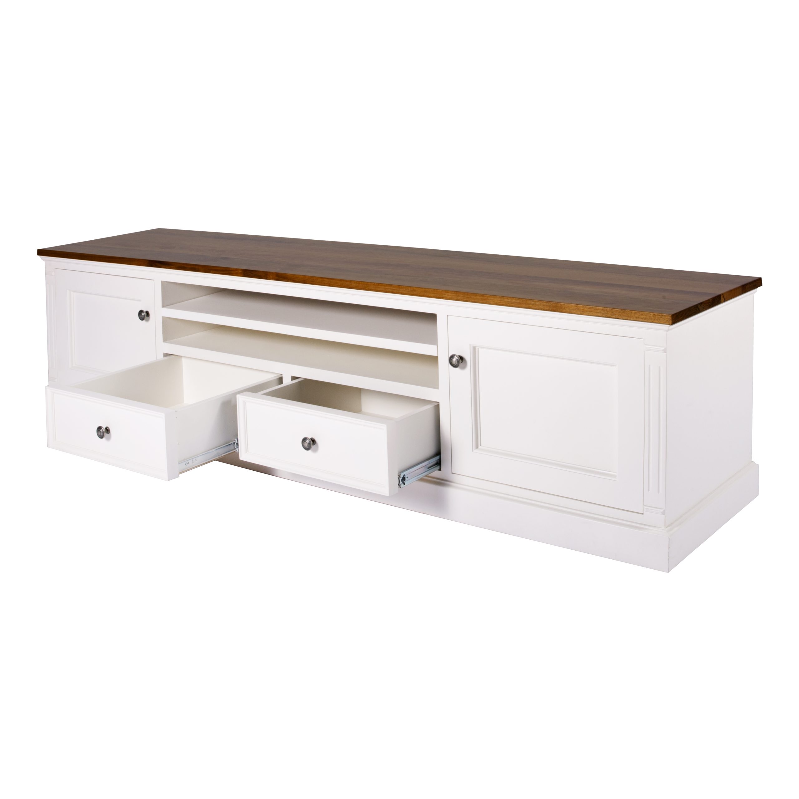 Wentworth 2 Door 2 Drawer TV Unit in Tas Blackwood Top | Sapphire Wood